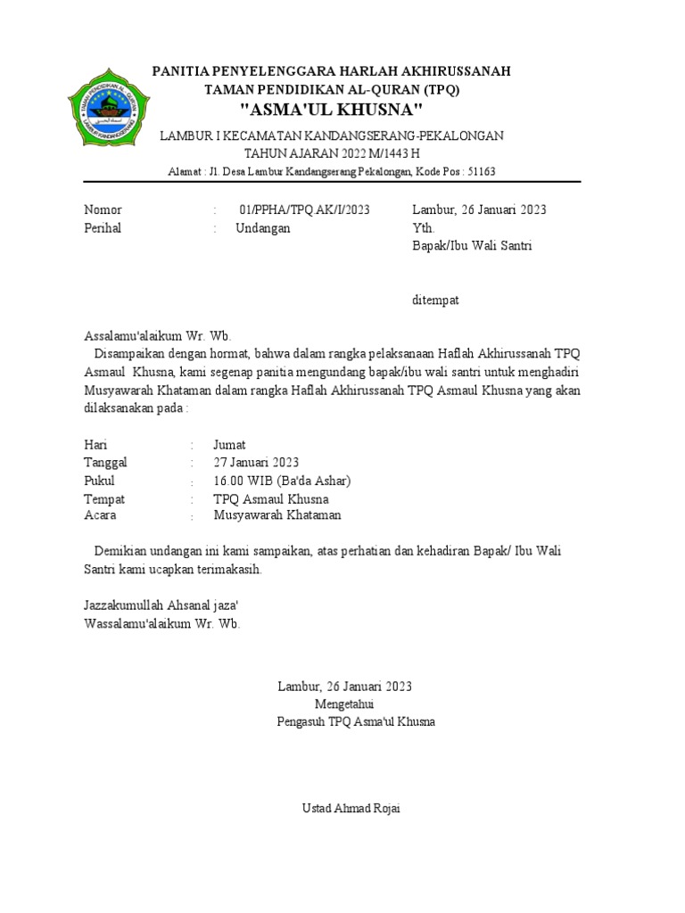 surat TPQ Asmaul Khusna | PDF