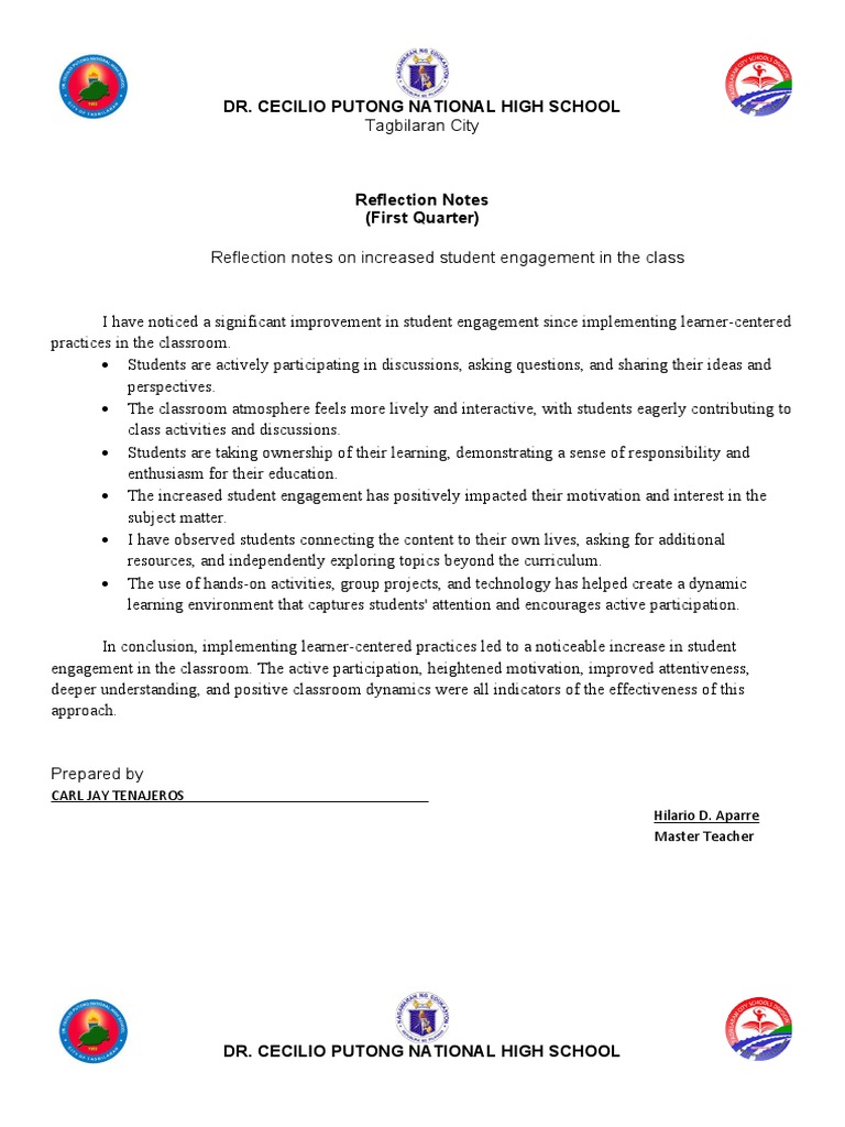 Philo Reflection - 4 Quarters | PDF | Learning | Education Theory