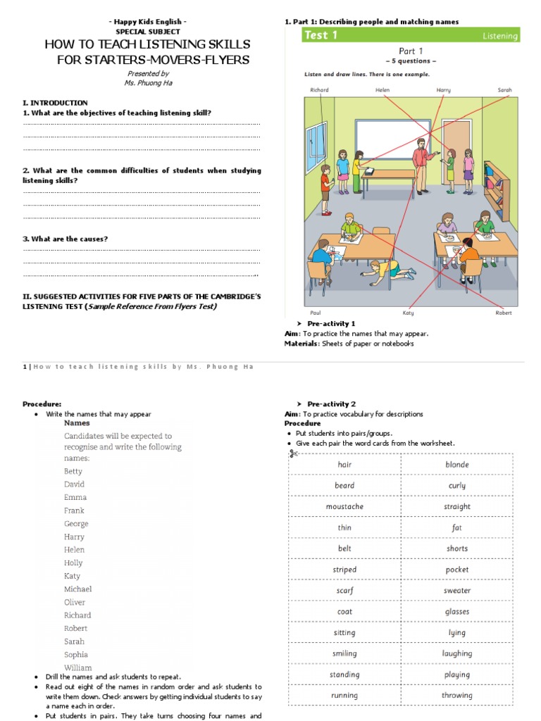How To Teach Listening Skills For Starters-Movers-Flyers | PDF ...