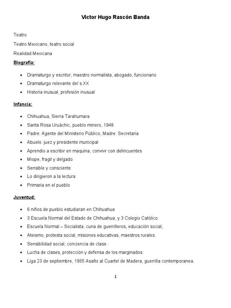 Victor Hugo Rascón Banda | PDF | Teatro
