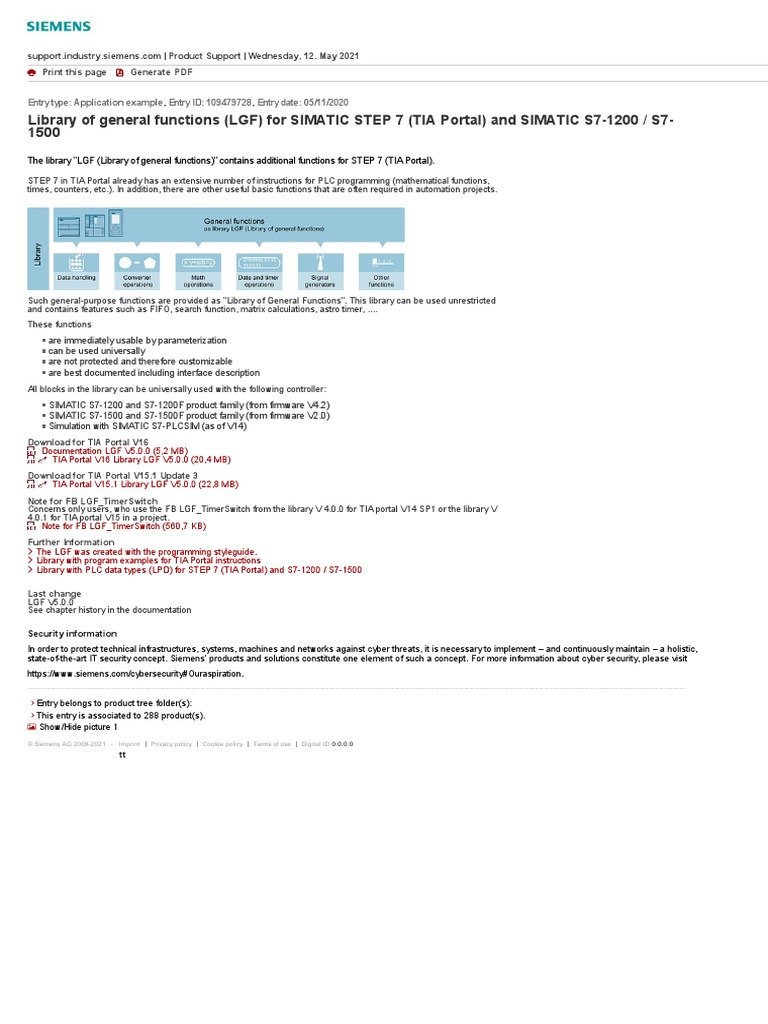Library of General Functions (LGF) For SIMATIC STEP 7 (TIA Portal) and ...