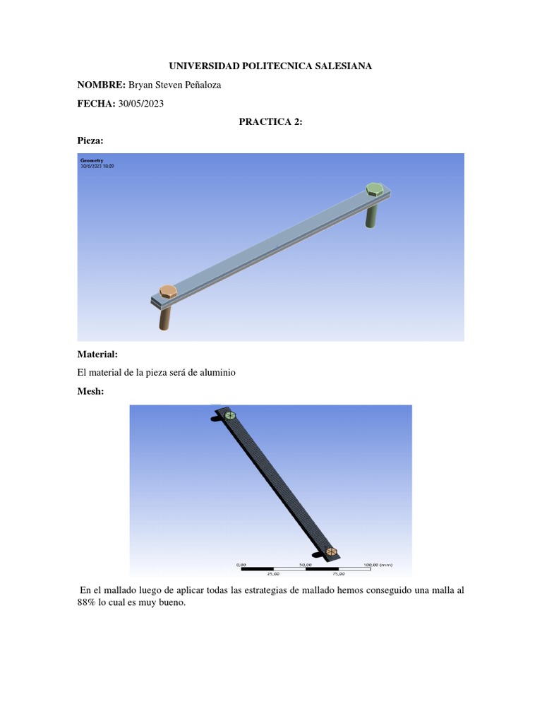 practica 2 diseño ansys (2) | PDF