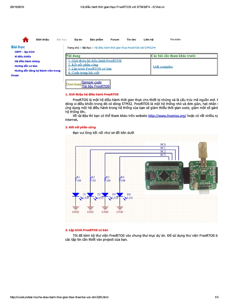 Hệ điều hành thời gian thực FreeRTOS với STM32F4 - ICViet | PDF