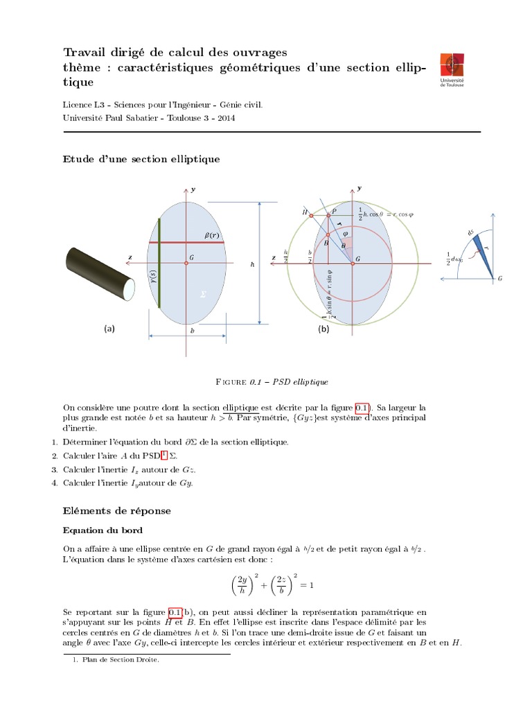Calcul des caractéristiques d'une section elliptique | PDF | Ellipse ...