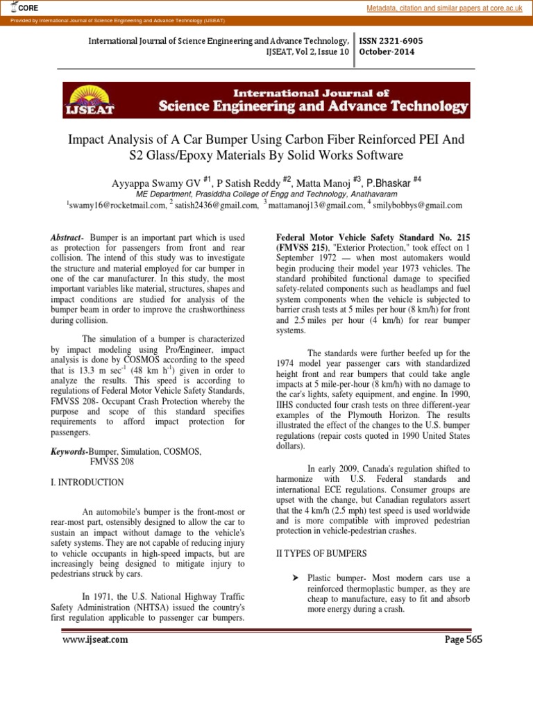 Impact Analysis of A Car Bumper Using Carbon Fiber | PDF | Building Engineering | Secondary ...