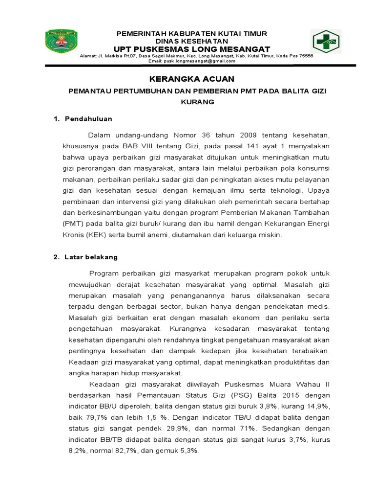 Kak Pemantauan Pertumbuhan Dan Pemberian PMT | PDF