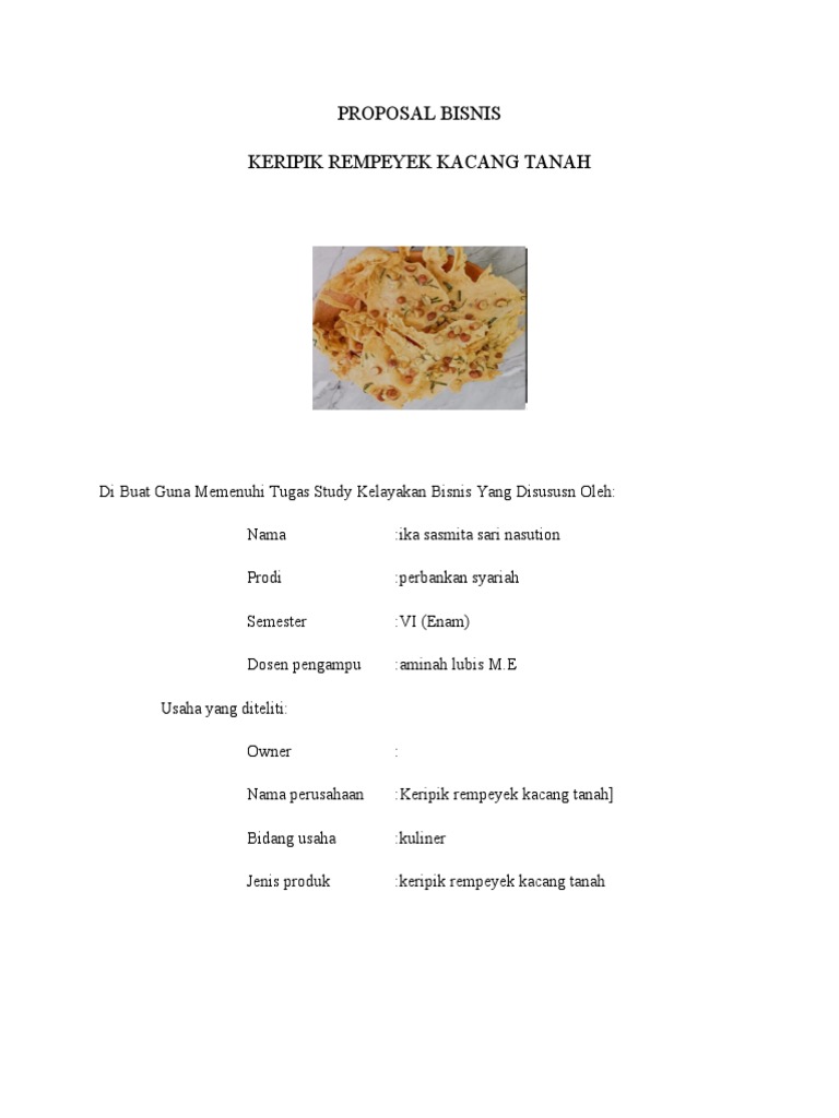 Proposal Usaha Keripik Peyek | PDF