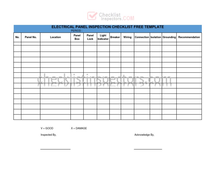 Electrical Panel Inspection Checklist Free Template | PDF