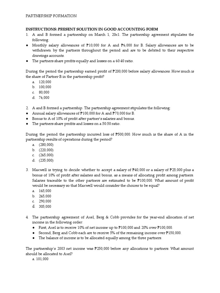 Partnership Formation Assignment | PDF | Partnership | Interest
