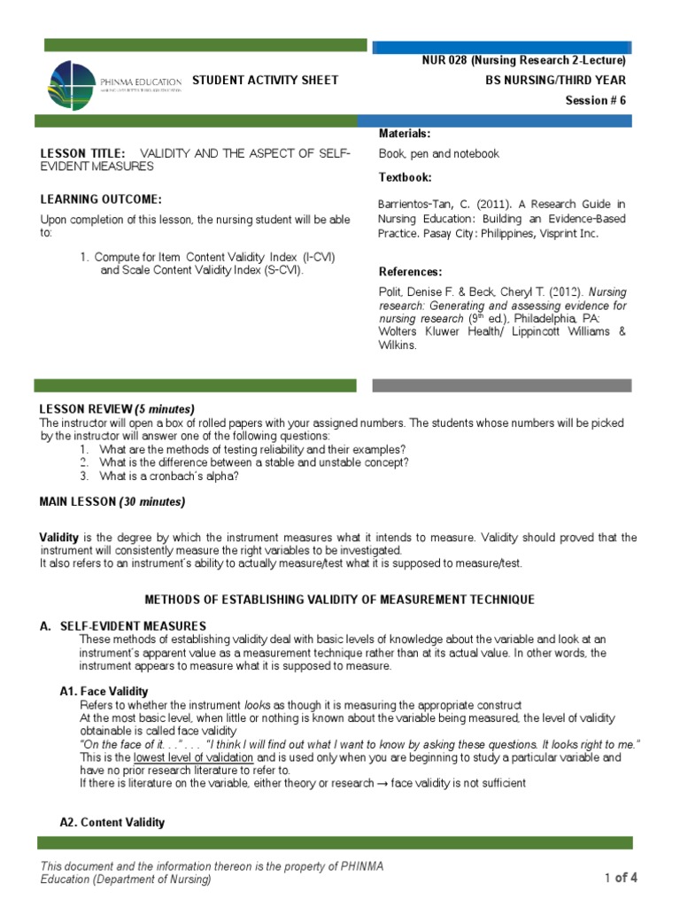 SAS Session 6 Research 2 | PDF | Validity (Statistics) | Expert