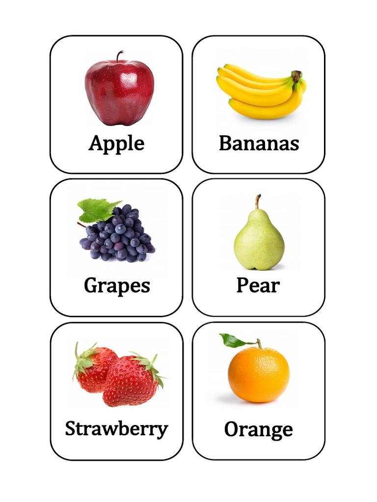 Colorful Fruits and Vegetables Flashcards | PDF