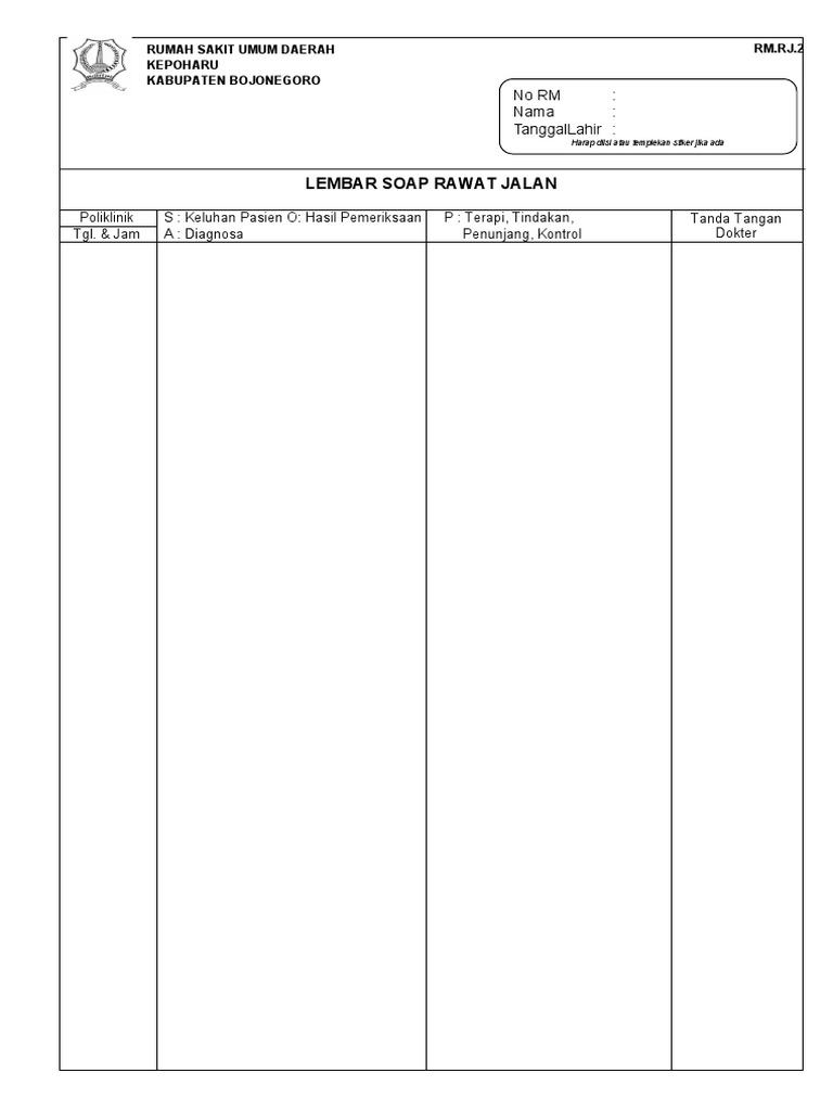 Lembar SOAP Rawat Jalan Rumah Sakit | PDF