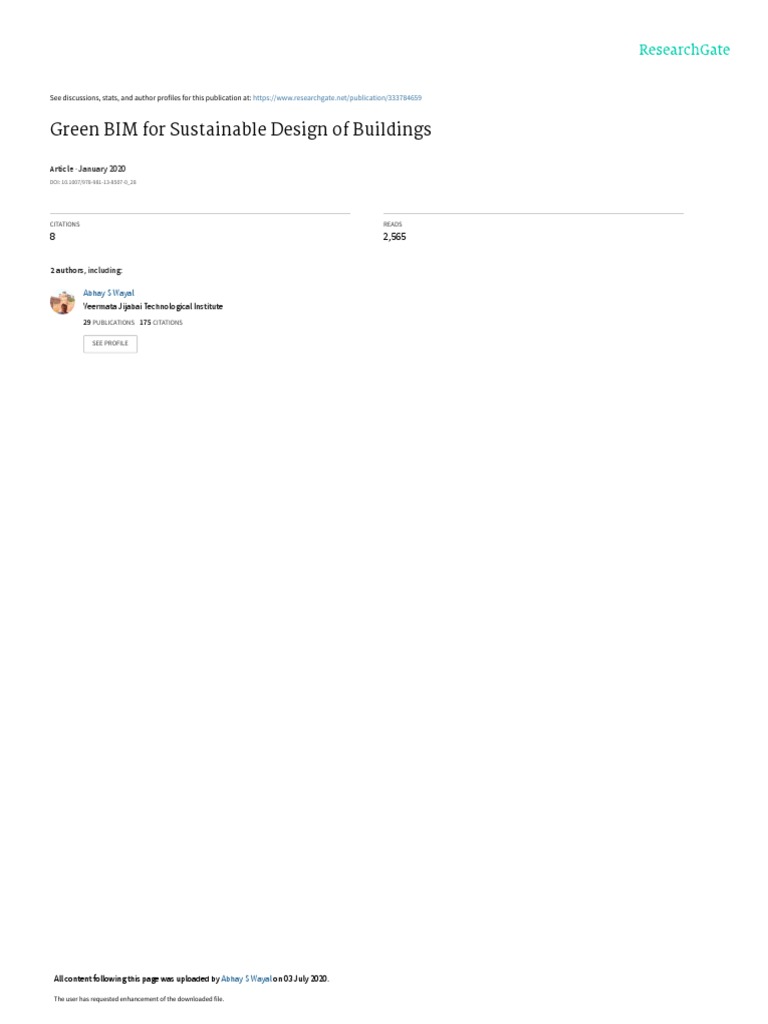 Bim Based Building Performance Analysis Of A Green Office Building Pdf Green Building 