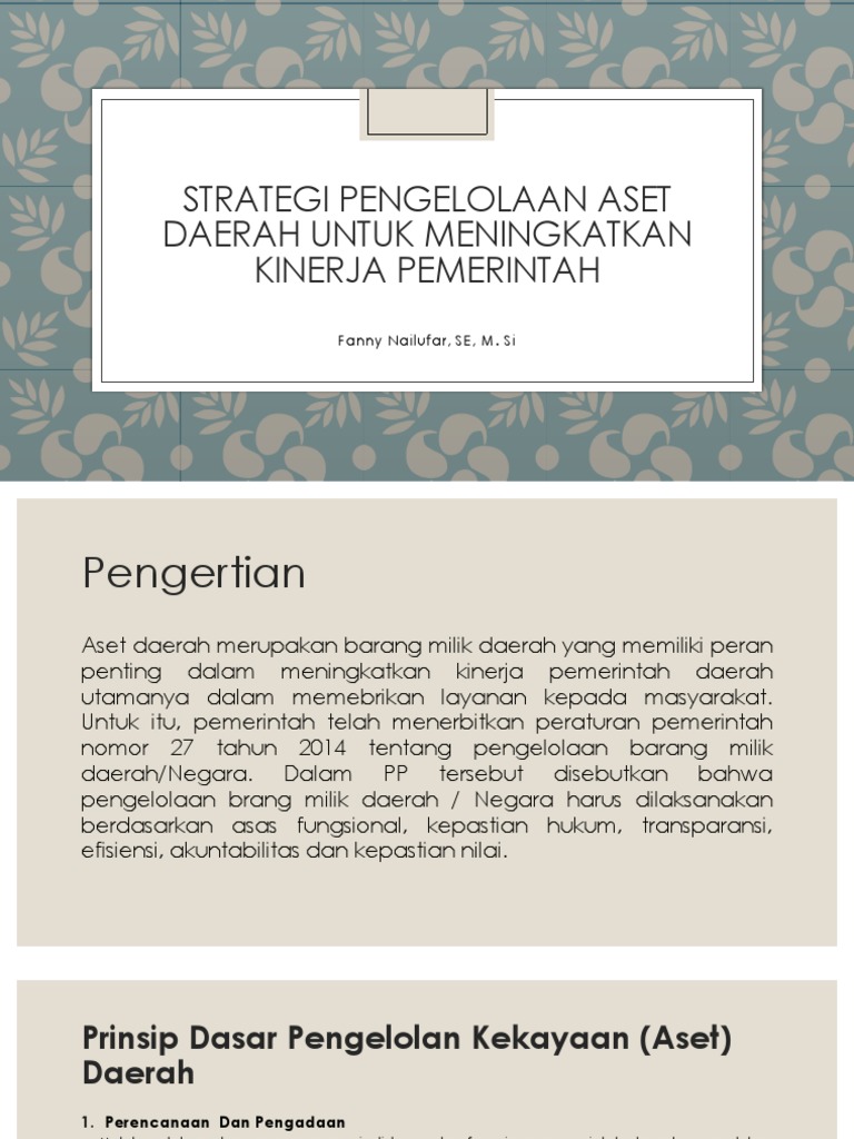 Strategi Pengelolaan Aset Daerah Untuk Meningkatkan Kinerja Pemerintah ...