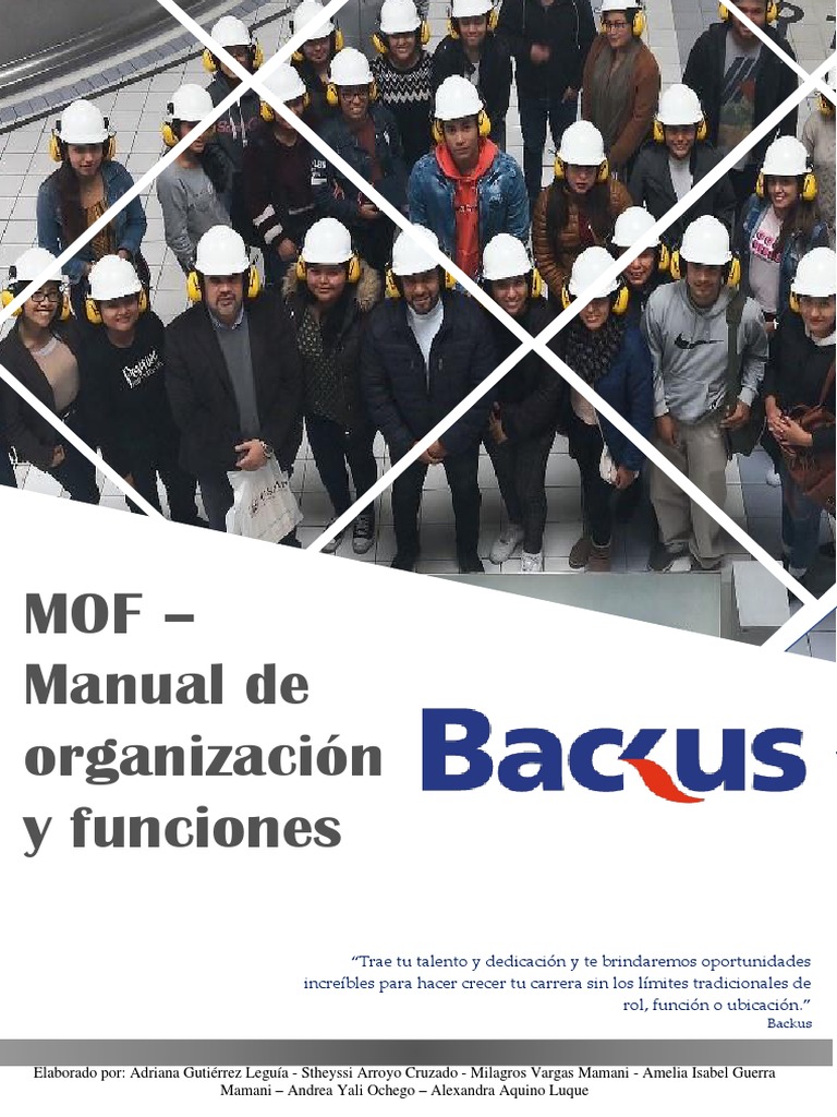 Mof Backus | PDF | Calidad (comercial) | Seguridad y salud ocupacional