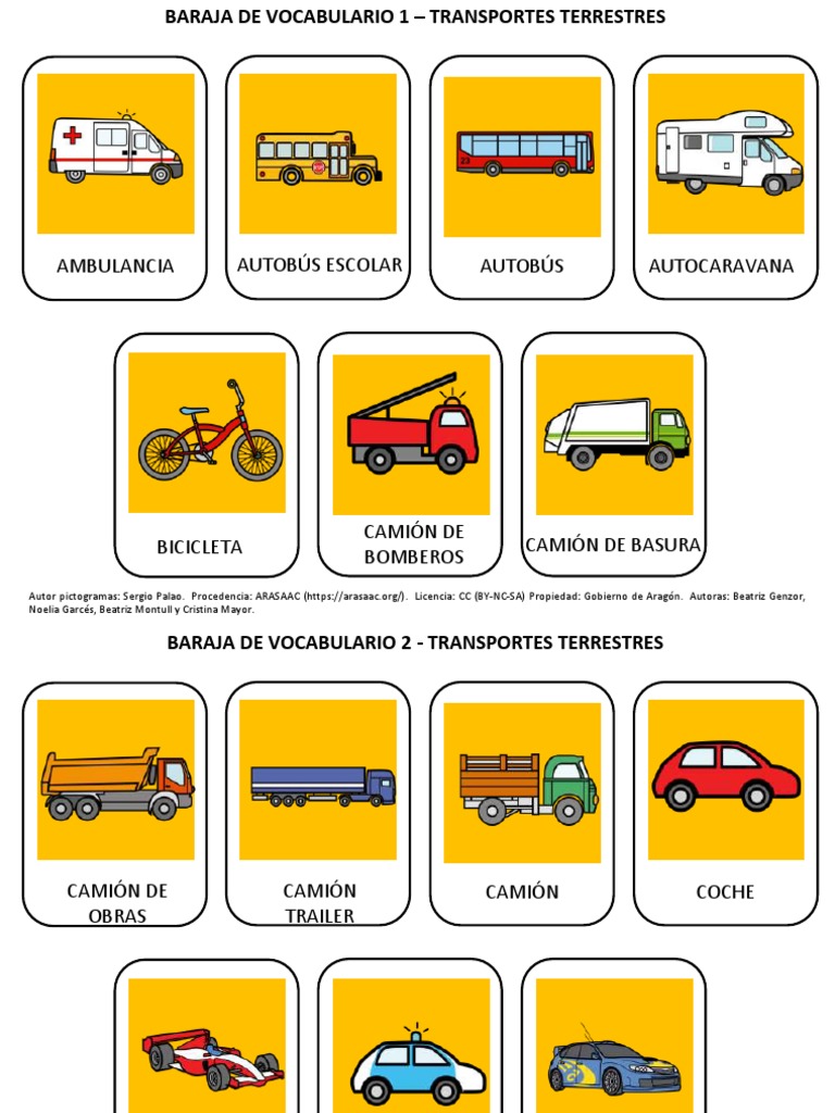 03 Tarjetas de Vocabulario Los Transportes Terrestres | PDF ...