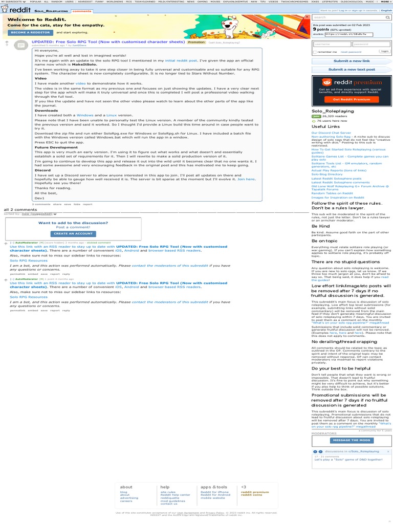 UPDATED: Free Solo RPG Tool (Now With Customised Character Sheets) : Solo - Roleplaying | PDF ...