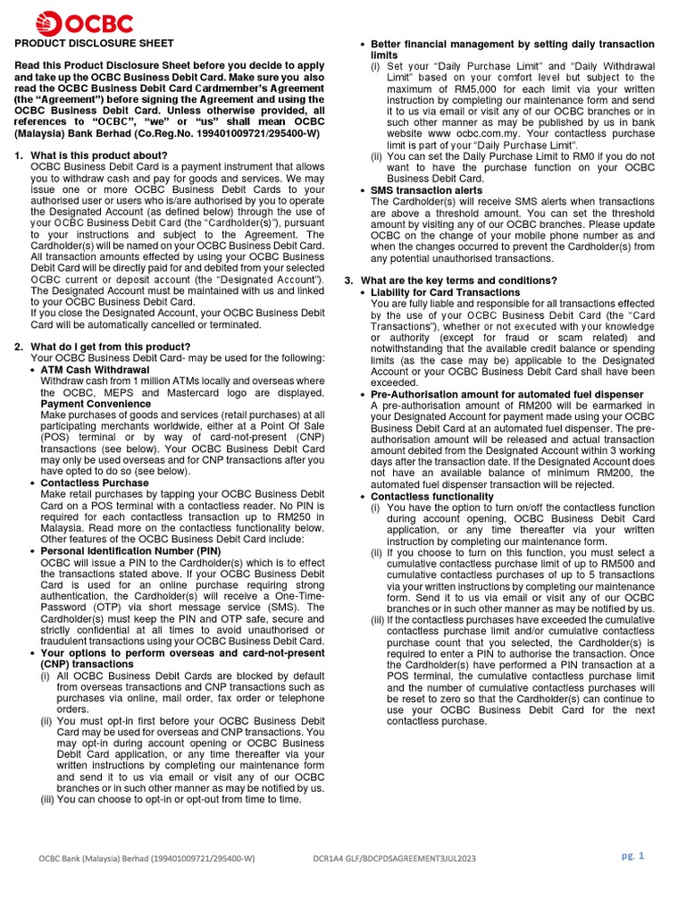 BDC-Cardholders Agreement PDS | PDF | Debit Card | Credit Card