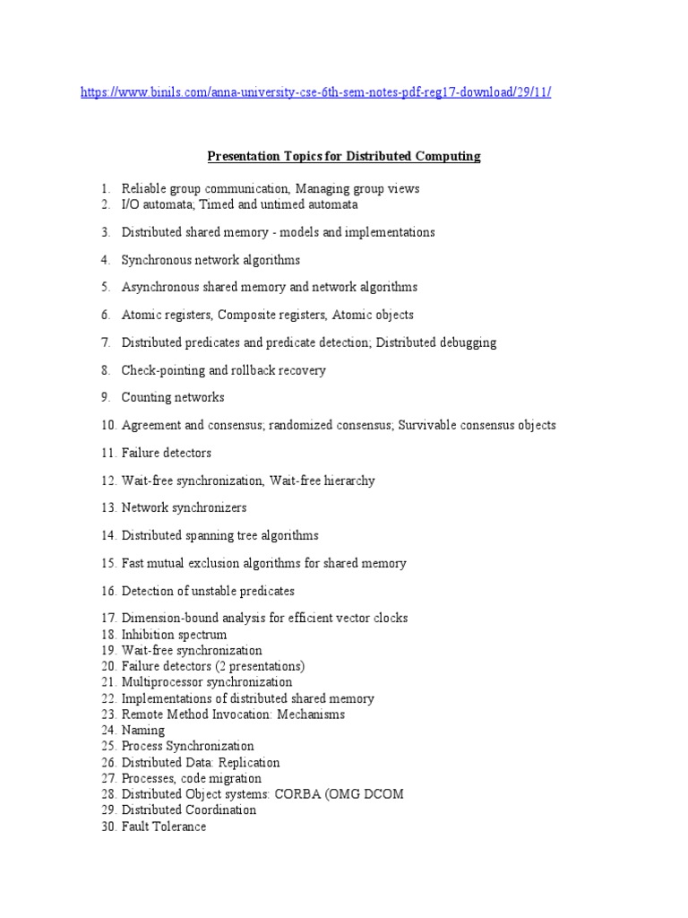 Presentation Topics for Distributed Computing | PDF | Distributed Computing | Databases
