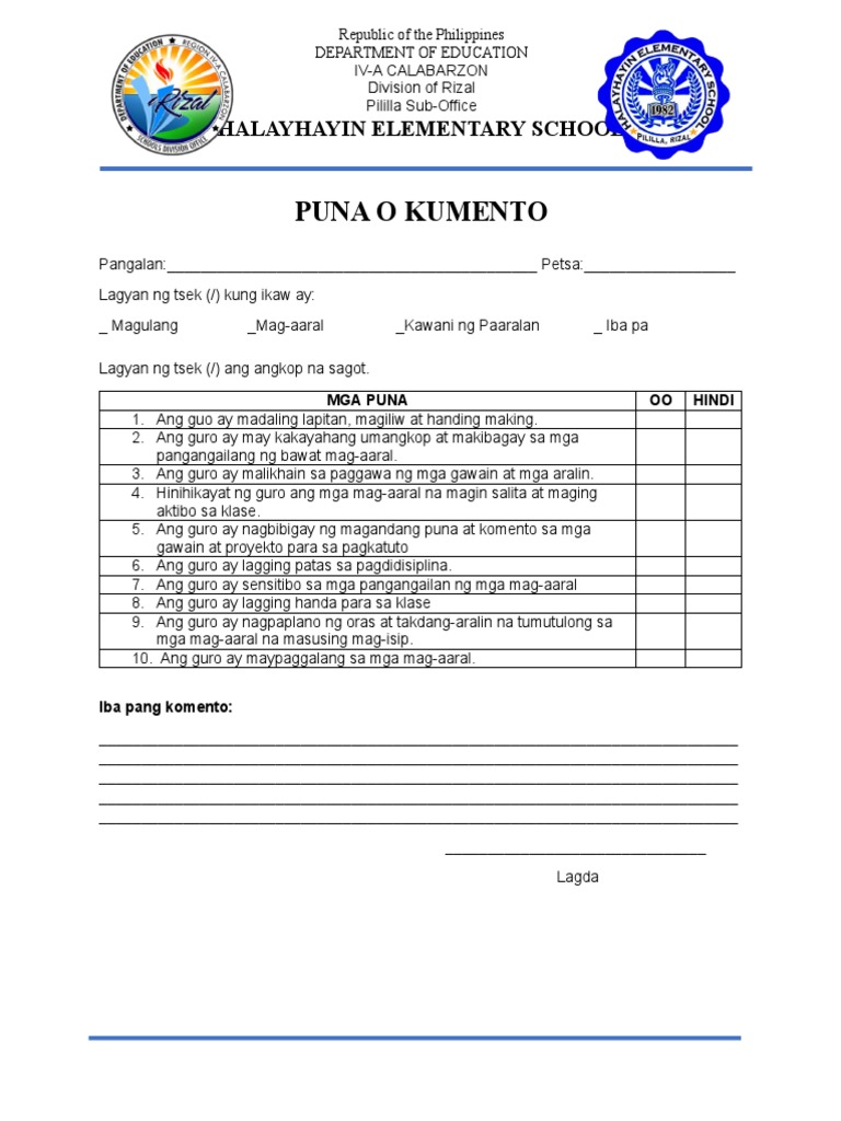 Feedback Form Pdf