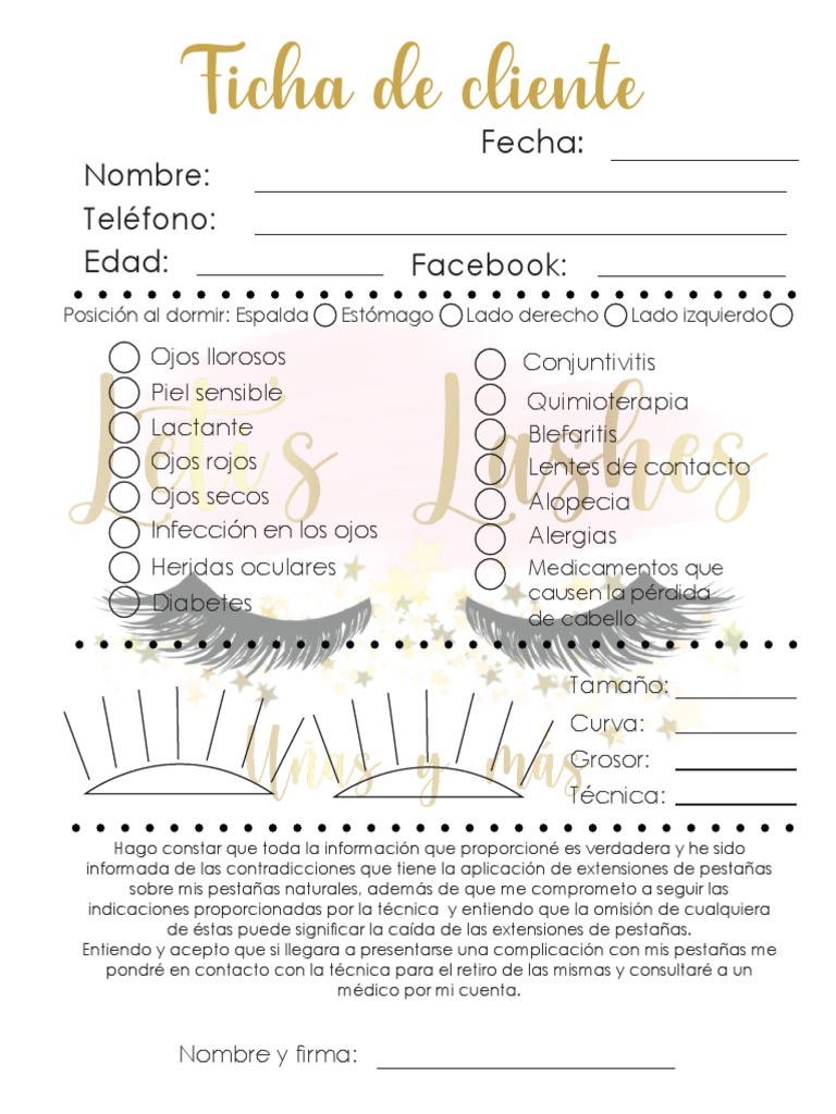 LETI's LASHES Ficha de Cliente | PDF