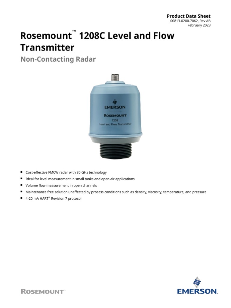 Product Data Sheet Rosemount 1208c Level Flow Transmitter en 8575128 ...