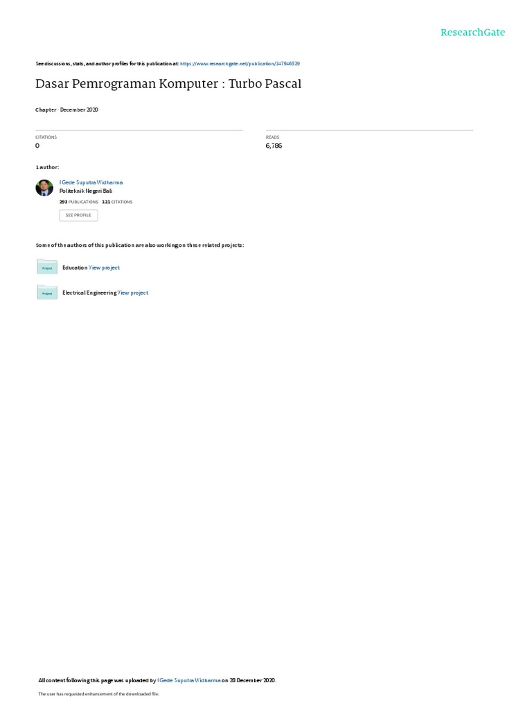 Dasar Pemrograman Komputer: Turbo Pascal: December 2020 | PDF