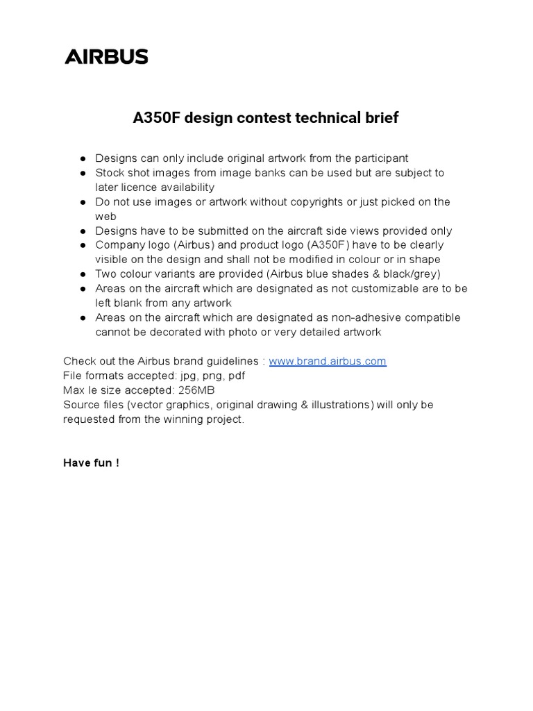 a350f Design Contest Technical Brief | PDF