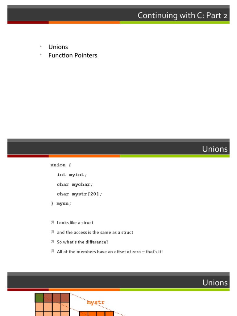 L20 - Unions, Function Pointers | PDF | Pointer (Computer Programming) | Computer Science