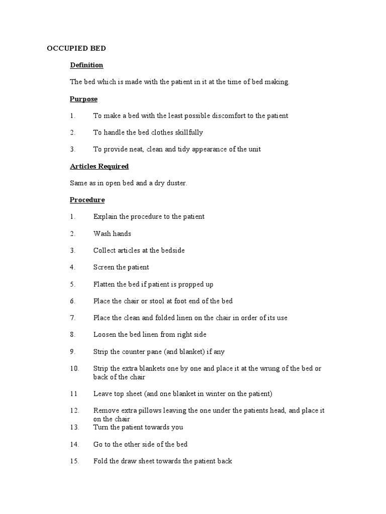 Occupied Bed Making | PDF | Bed | Linens