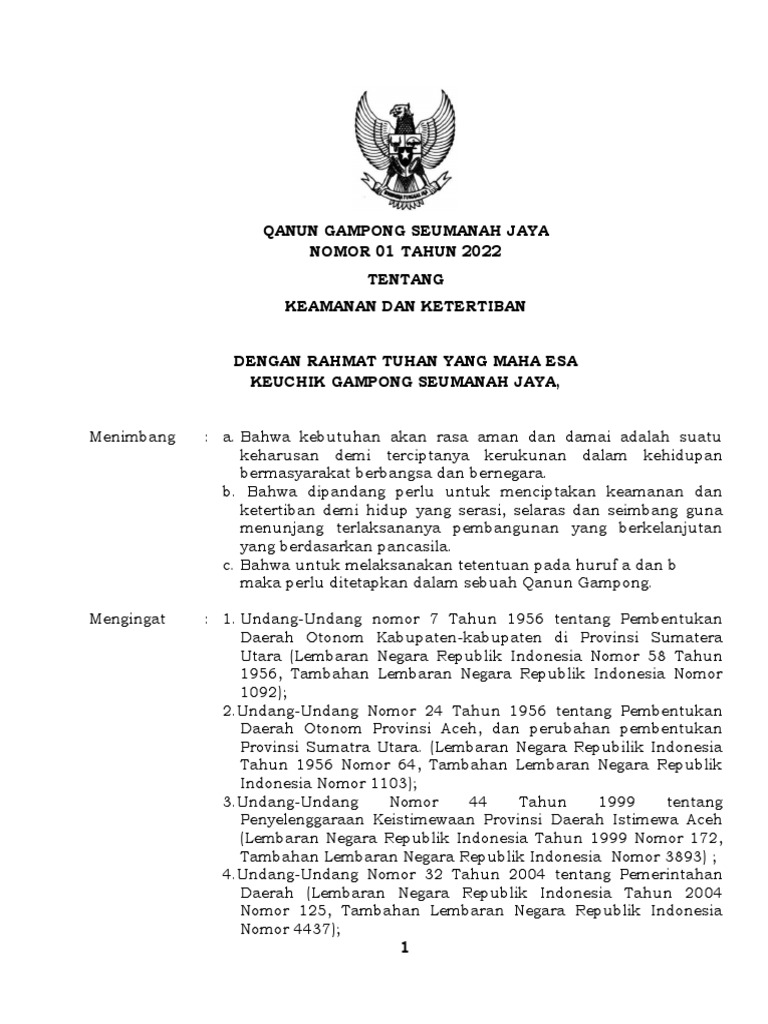 Revisi Qanun Gampong Seumanah Jaya | PDF