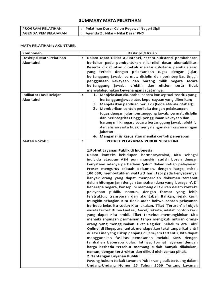 Tugas 9 Summary Modul Akuntabel Dan Kompeten Pelatihan 14 Juni 2023 ...