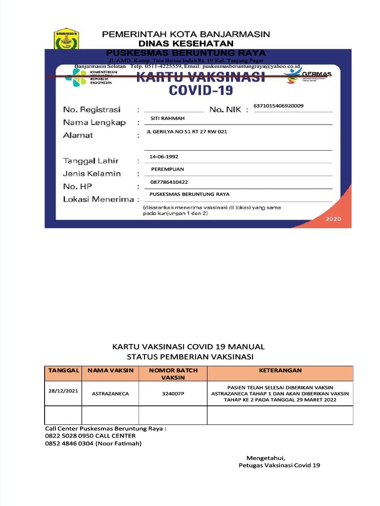 Kartu Vaksin Manual | PDF