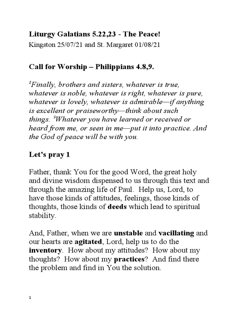 Liturgy Galatians 5.22,23 | PDF