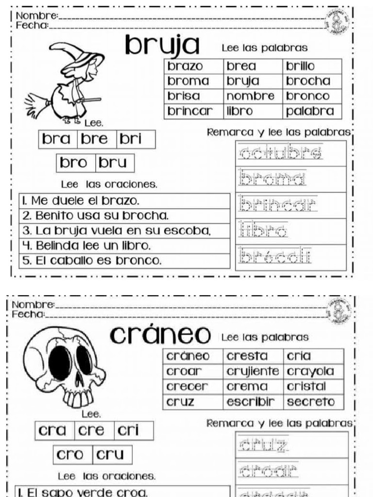 Silaba Trabada de La BR Al GR | PDF