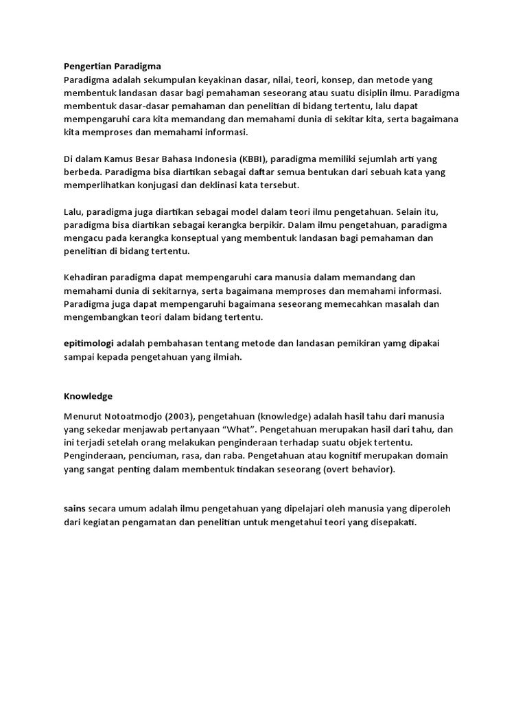Pengertian Paradigma | PDF