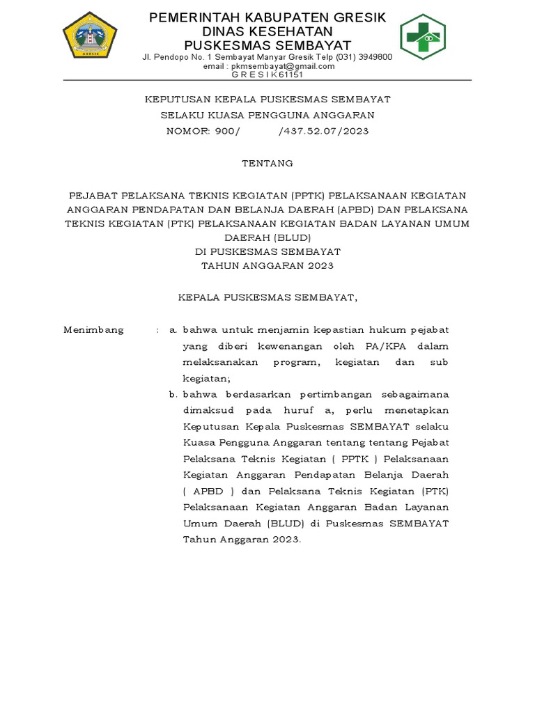 1.5.1.a SK PPTK DAN PTK FIX | PDF