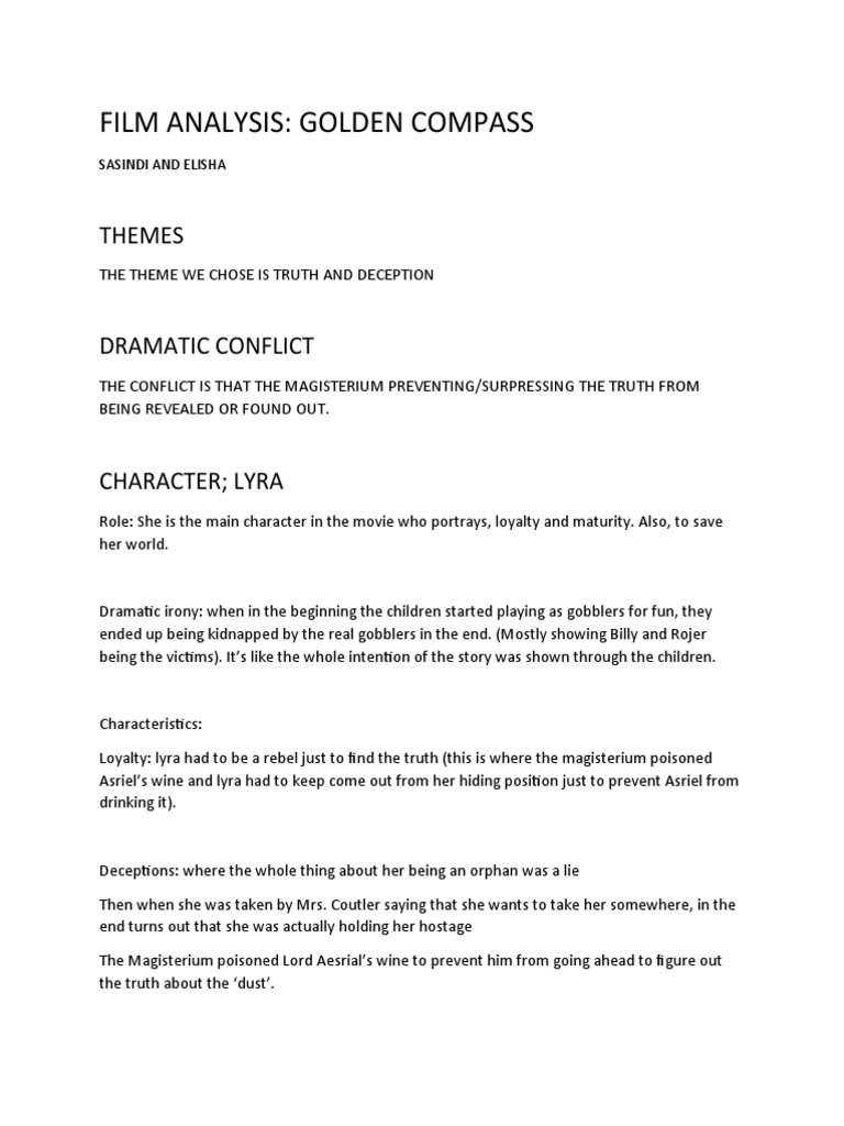 Golden Compass Classwork | PDF