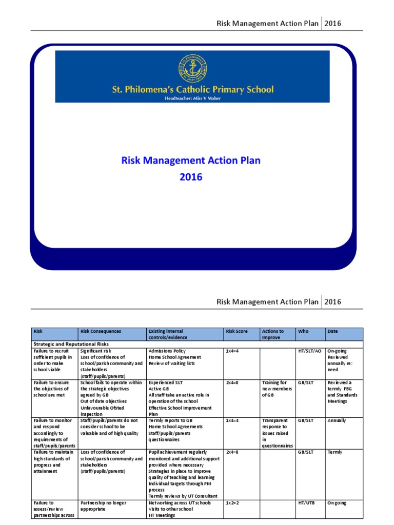 Risk Management Action Plan | PDF | Audit | Risk