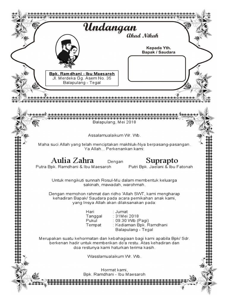 Undangan Walimatul Ursy yang bisa di edit format word doc2 | PDF