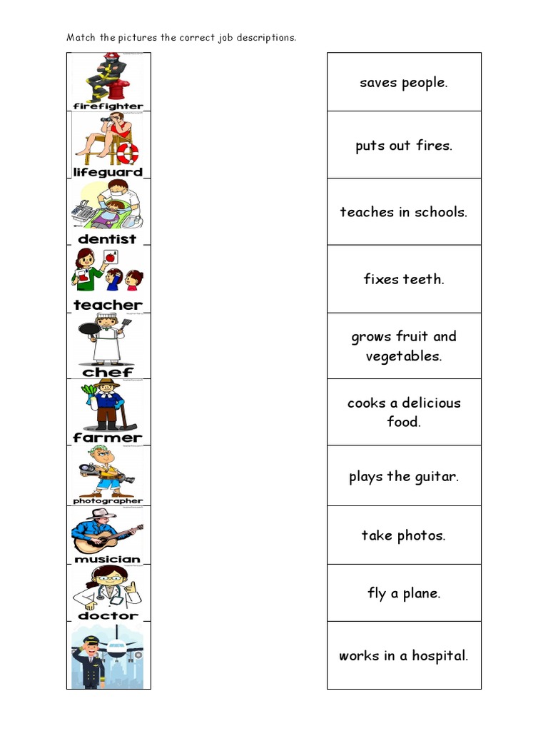 Match the pictures the correct job descriptions | PDF