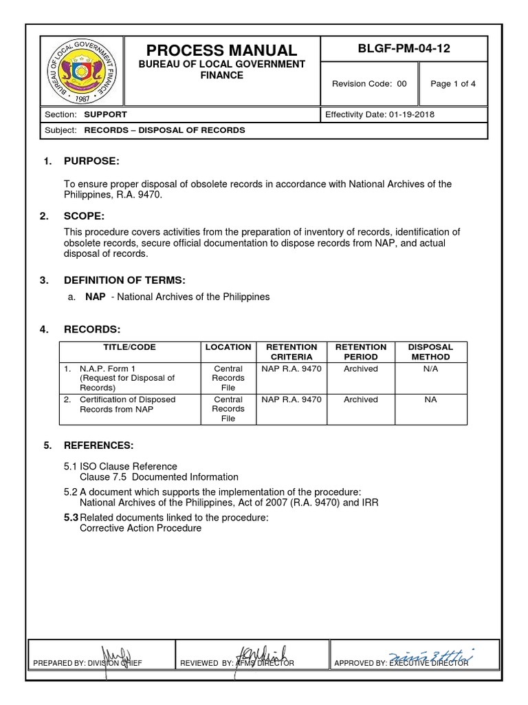 BLGF PM 04 12 Disposal of Records | PDF | Information Technology Management | Computing