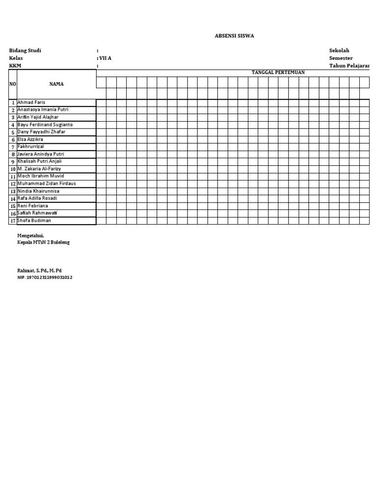 Buku Absen 7, 8, 9 Genap | PDF