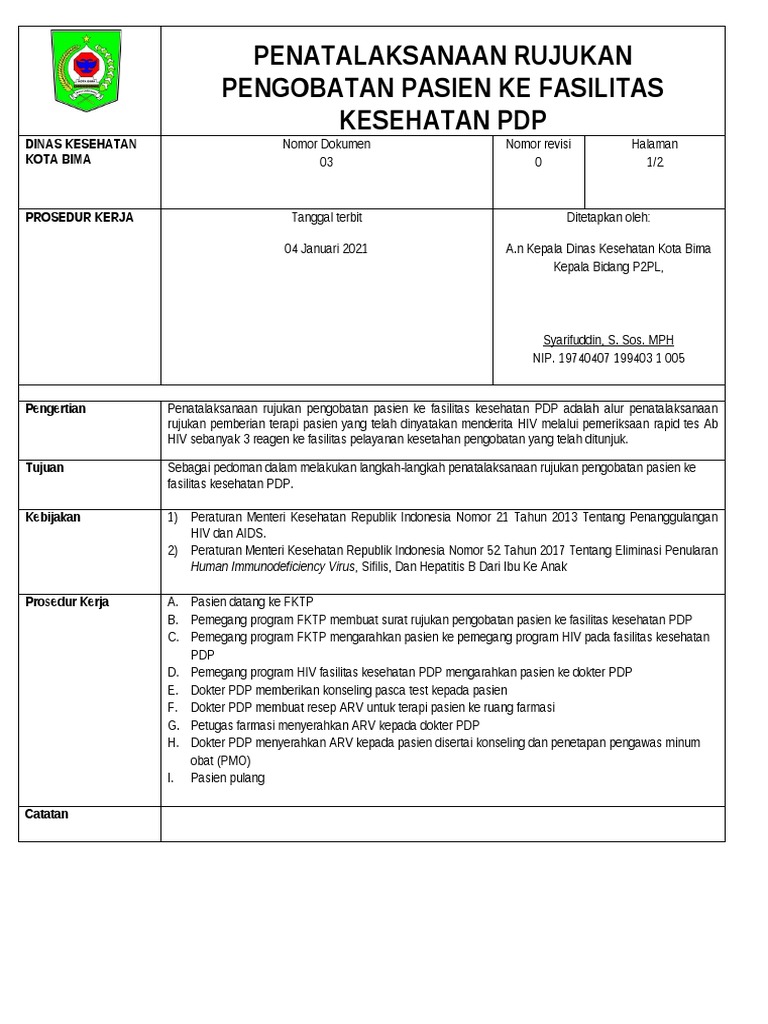 IK Rujukan Pengobatan HIV Ke Faskes PDP | PDF