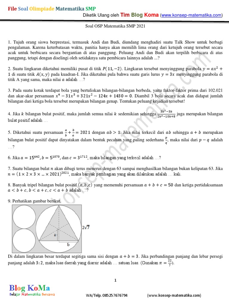 2021 Soal Osp Matik SMP | PDF