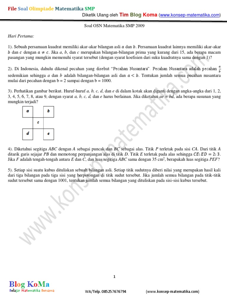 2009 Soal OSN Matik SMP | PDF