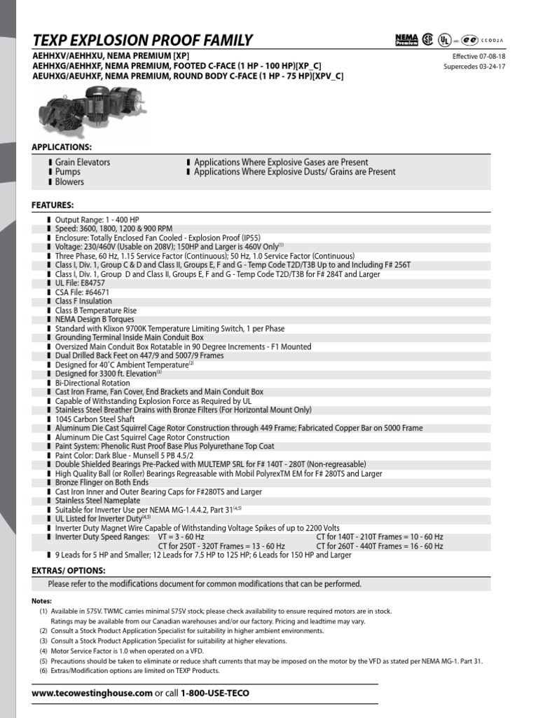 Texp Nema Premium Exp Proof Family | PDF | Electric Motor | Electricity