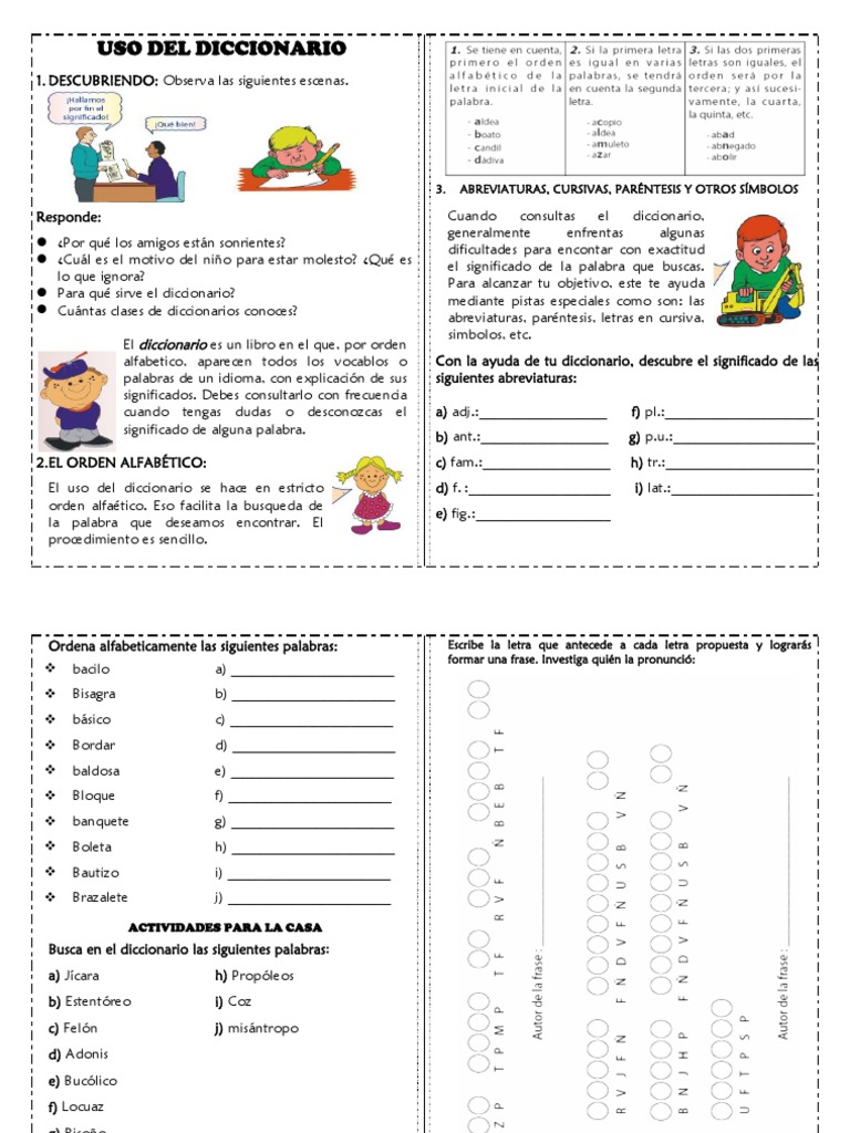 Uso Del Diccionario - 5to Grado | PDF | Diccionario | Lingüística