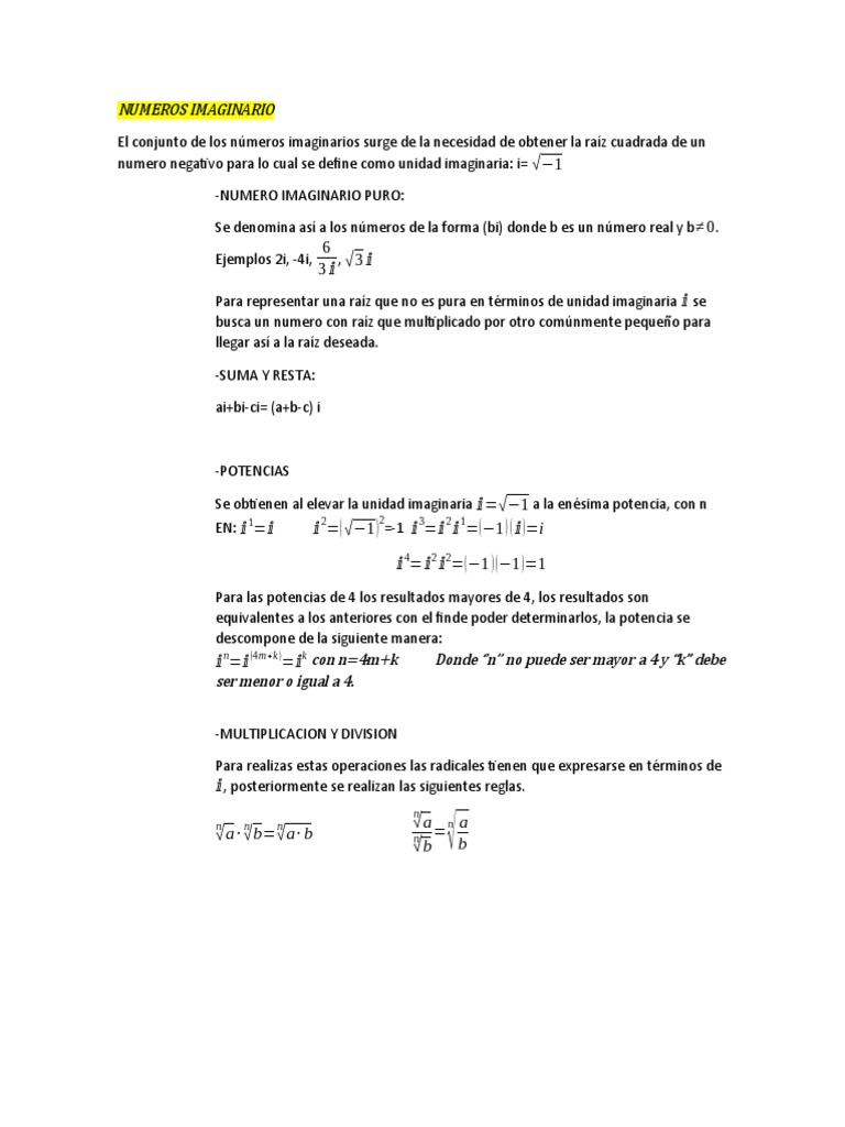 Formulario Algebra | PDF | Raíz cuadrada | Número complejo