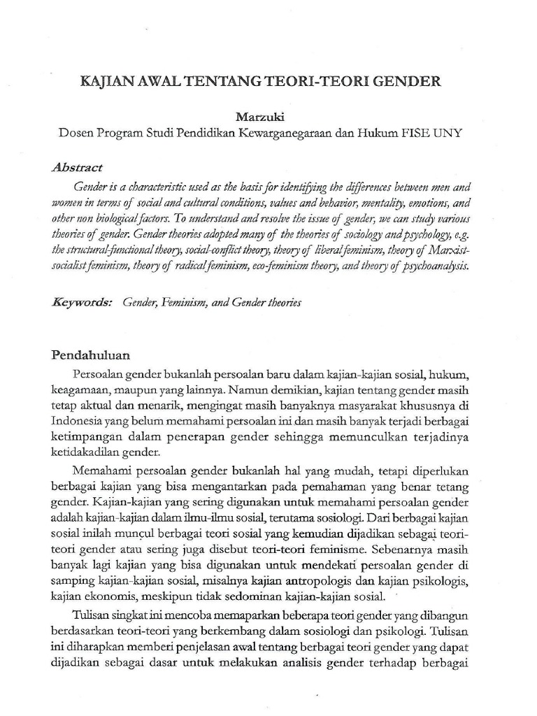 Teori Sosial Tentang Gender Pdf